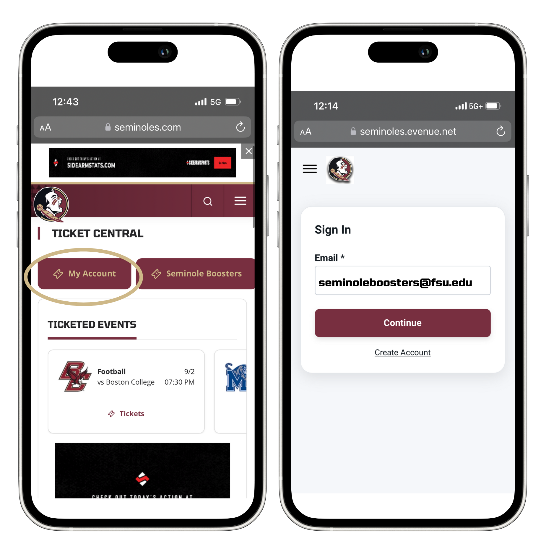 TIP : You can also access your Seminoles.com account through the FSU ...